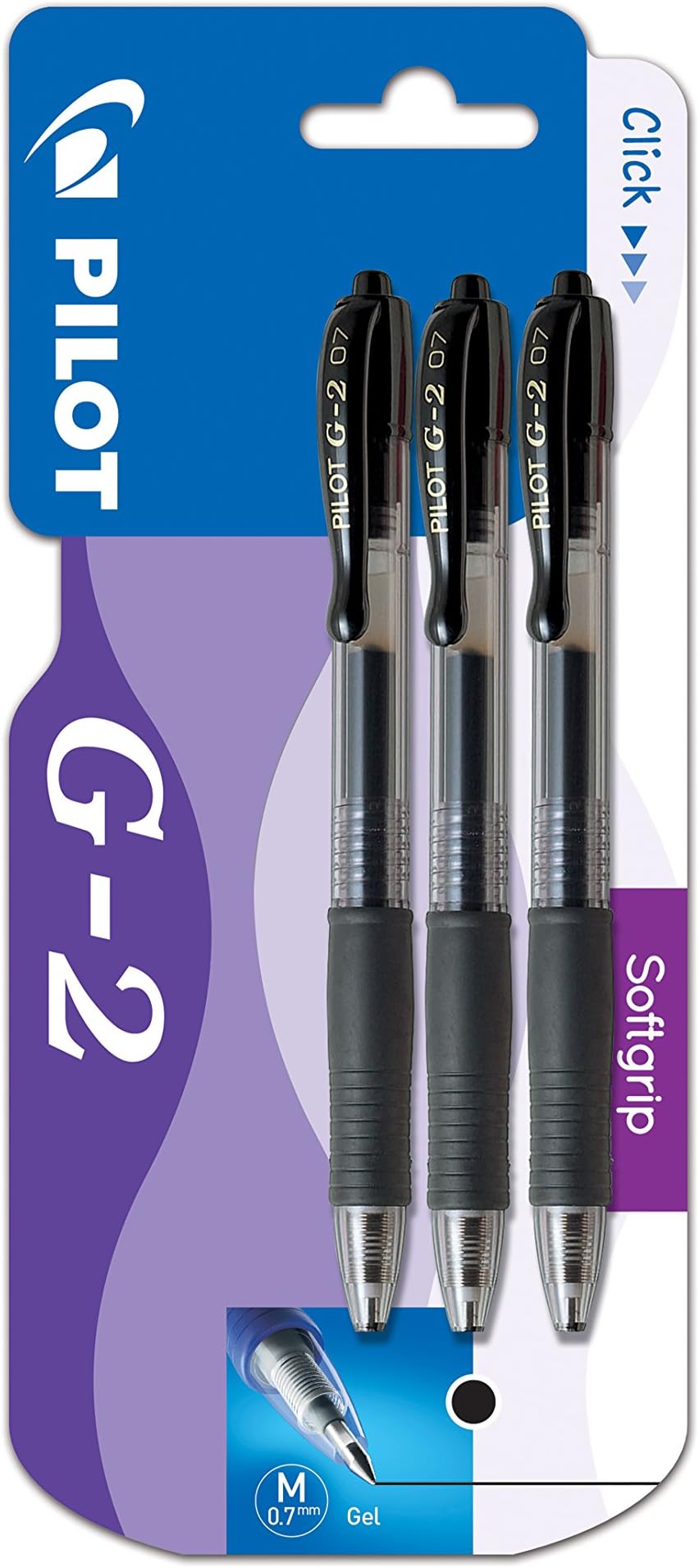 Pilot G207 Retractable Gel Rollerball 0.7 mm (Pack of 3) - Black ...