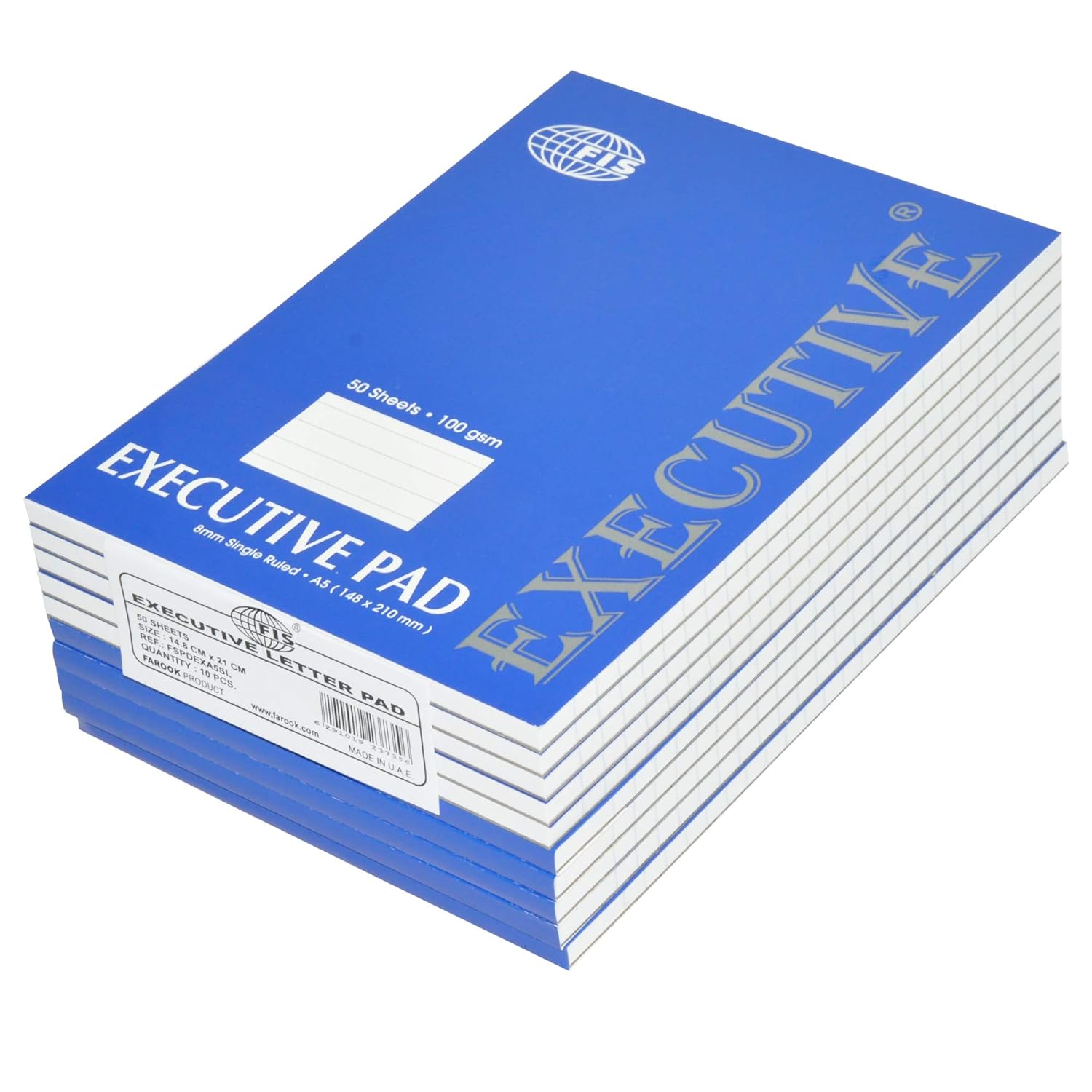 FIS Executive Writing Pad A5, Single Line 50-Sheets 10-Piece ...