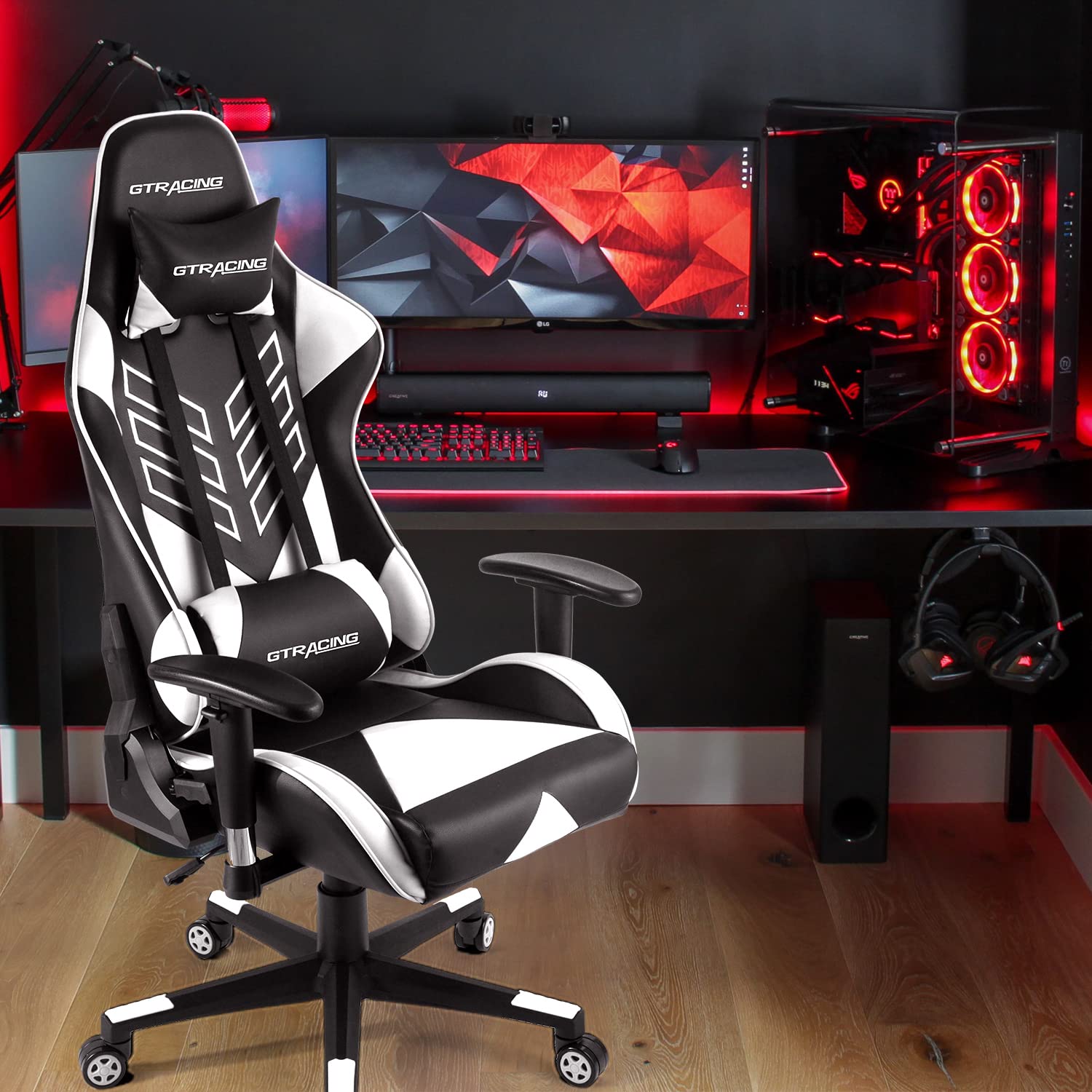 Buy GTRACING Gamer Chair White Gaming Chair Ergonomic Racing Chair ...