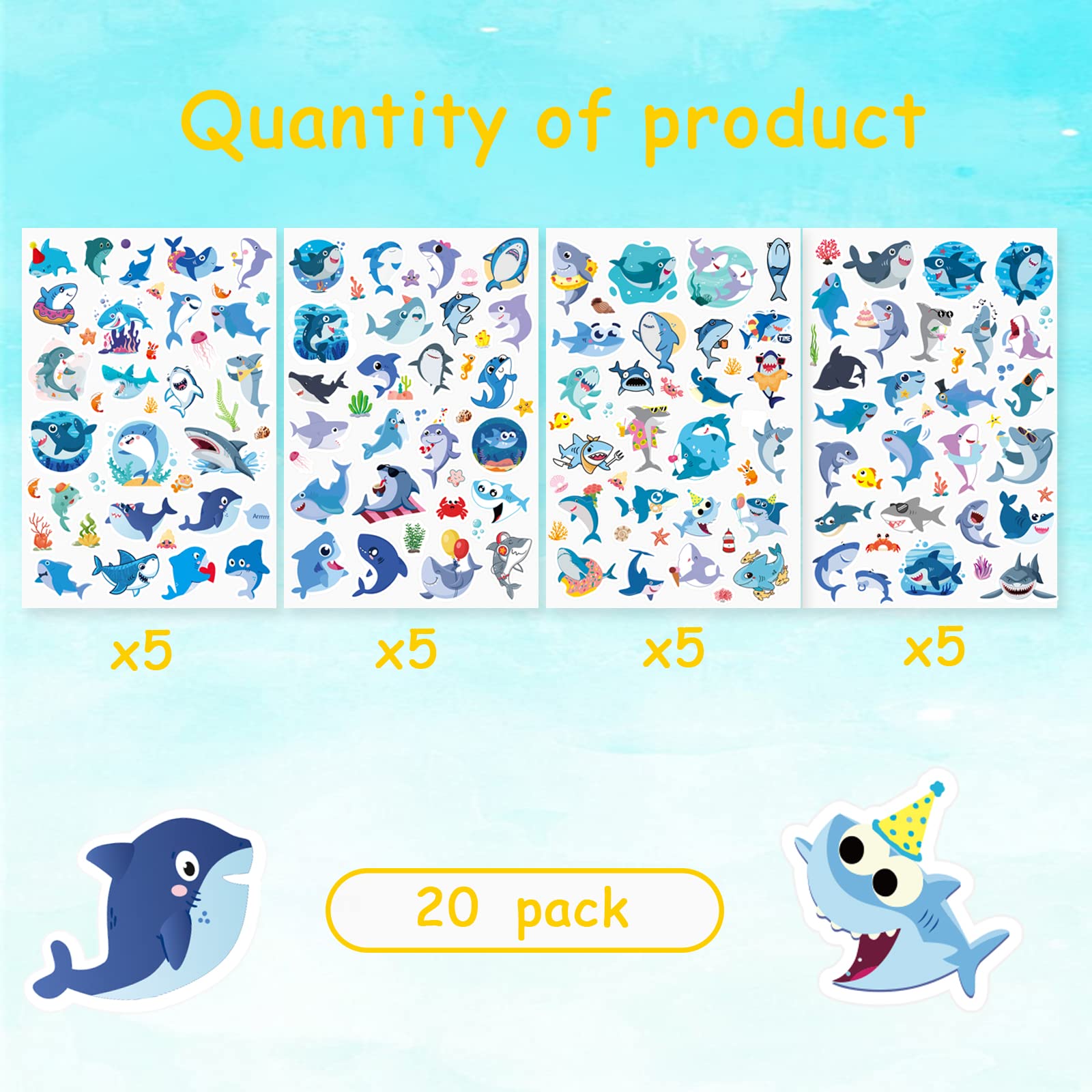 Snapklik.com : Cool Shark Stickers - 755 Count Ocean Animal Decals For ...