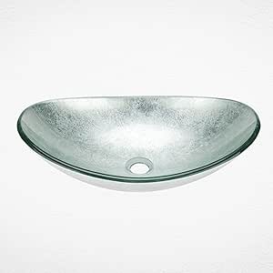 KLINCAIR Oval Vessel Sink Artistic Tempered Glass Vessel Sinks Basin ...