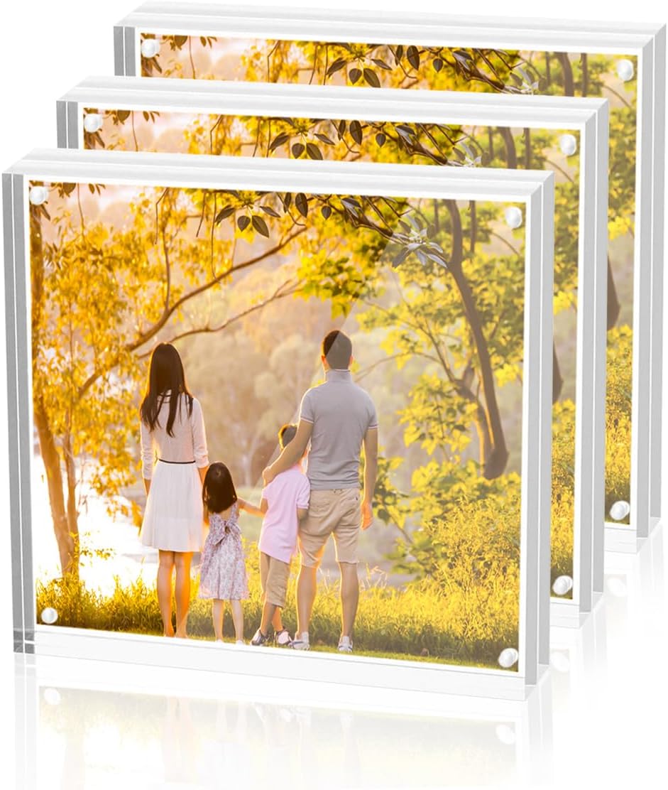 Amazon.com - Sezanrpt Acrylic 4x4 Inch Square Picture Frame 3 Pack ...