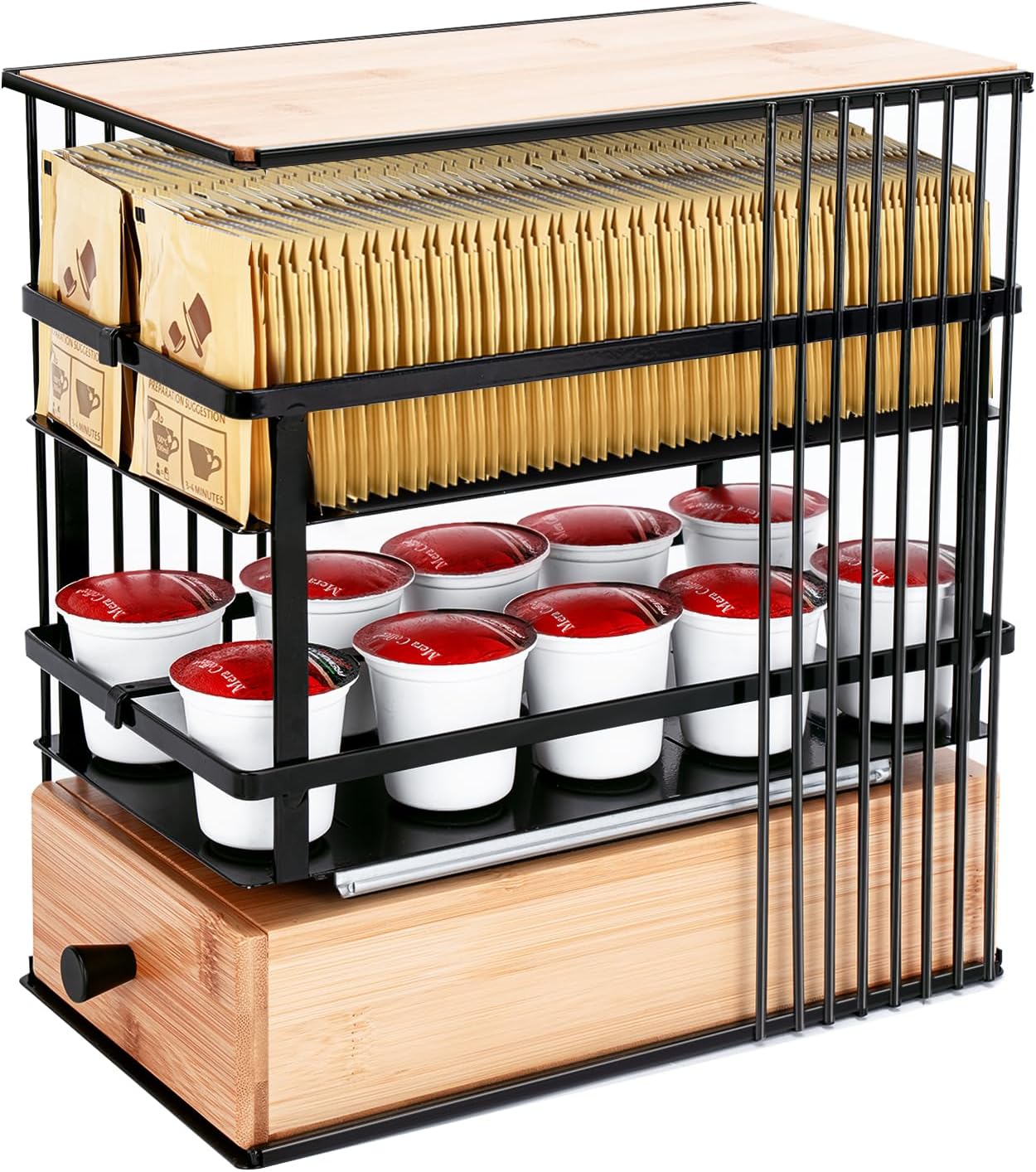 Amazon.com: CODOGOY Coffee Pod Drawers Tea Bag Organizer Storage Holder With 2 Layer Tea Bag ...