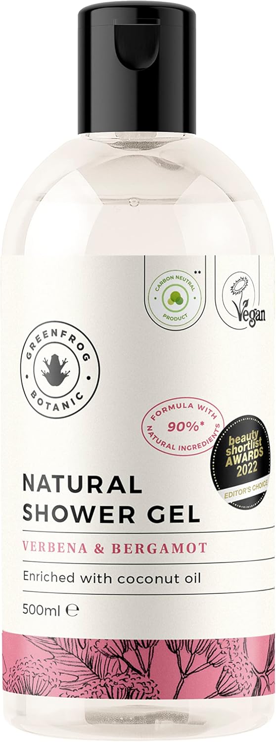 Greenfrog Botanic Natural Shower Gel, Verbena & Bergamot, 500ml, with scents of Uplifting ...