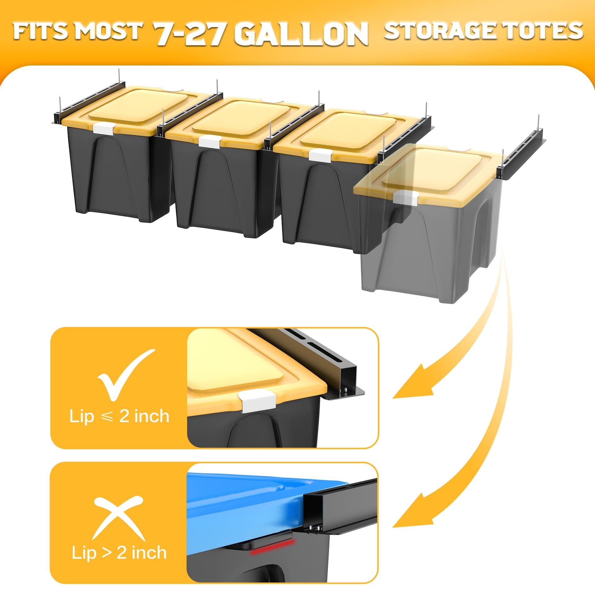 Snapklik.com : WALMANN Overhead Tote Storage Rails, Heavy Duty Garage ...