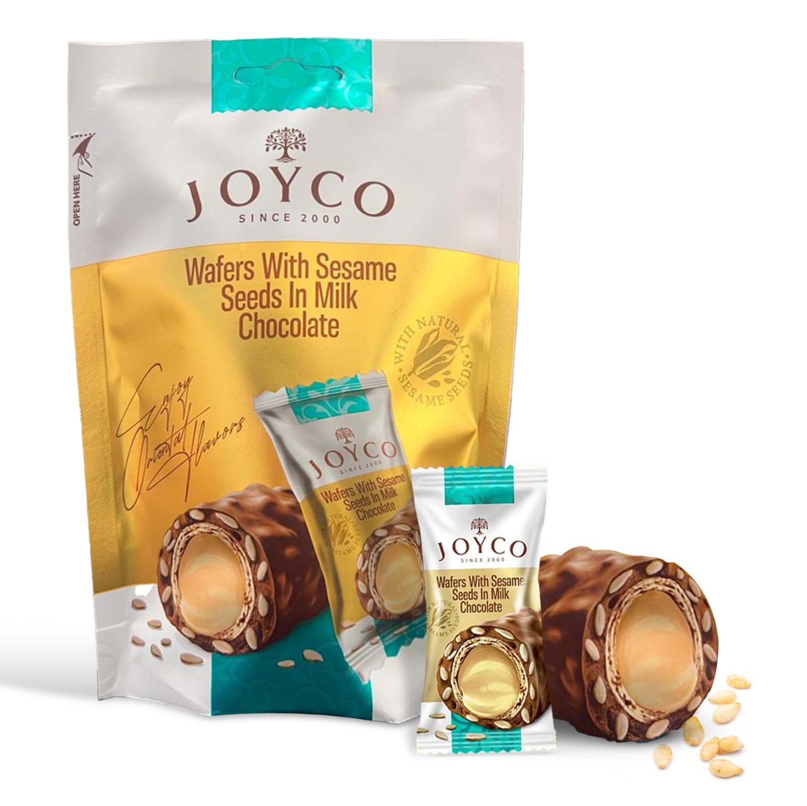 Amazon.com: JOYCO Wafers with Sesame Seed in Milk Chocolate - 8 oz ...