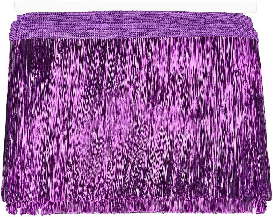 FINGERINSPIRE 10m Tinsel Fringe Trim 15cm Wide Dark Violet Metallic ...