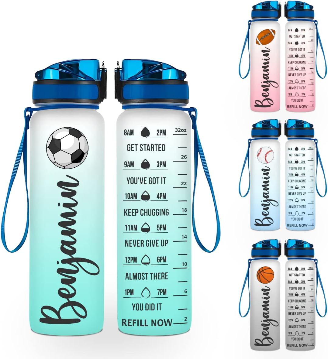 Amazon.com: winorax Sport Water Bottles Personalized Sports Reminder ...
