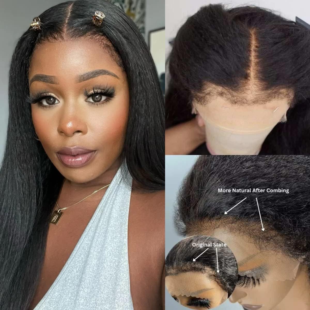 Amazon.com : 180% Density Kinky Curly Edges Hairline 13X4 Lace Front ...