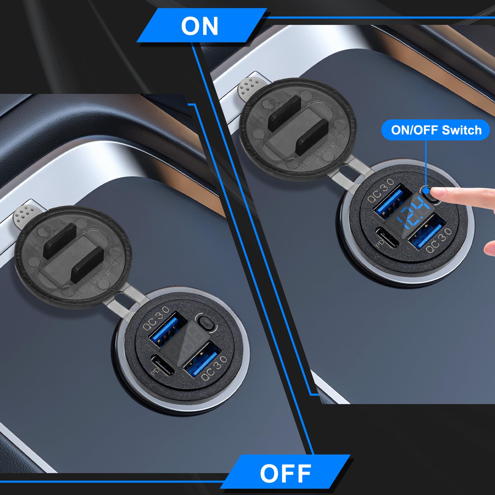 Snapklik.com : Risornda 12V USB Outlet, Dual QC30 18W & PD 30W Quick ...