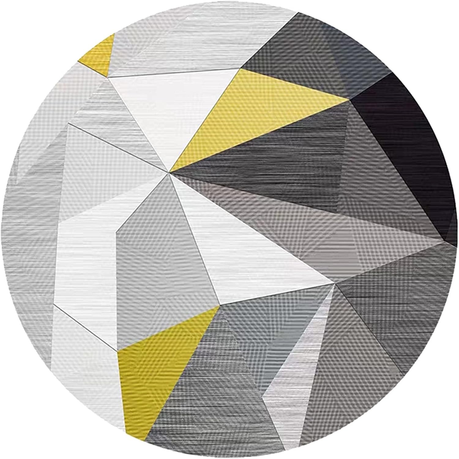 Nordic Yellow Black and Grey Round Area Rugs for Living Room Bedroom ...