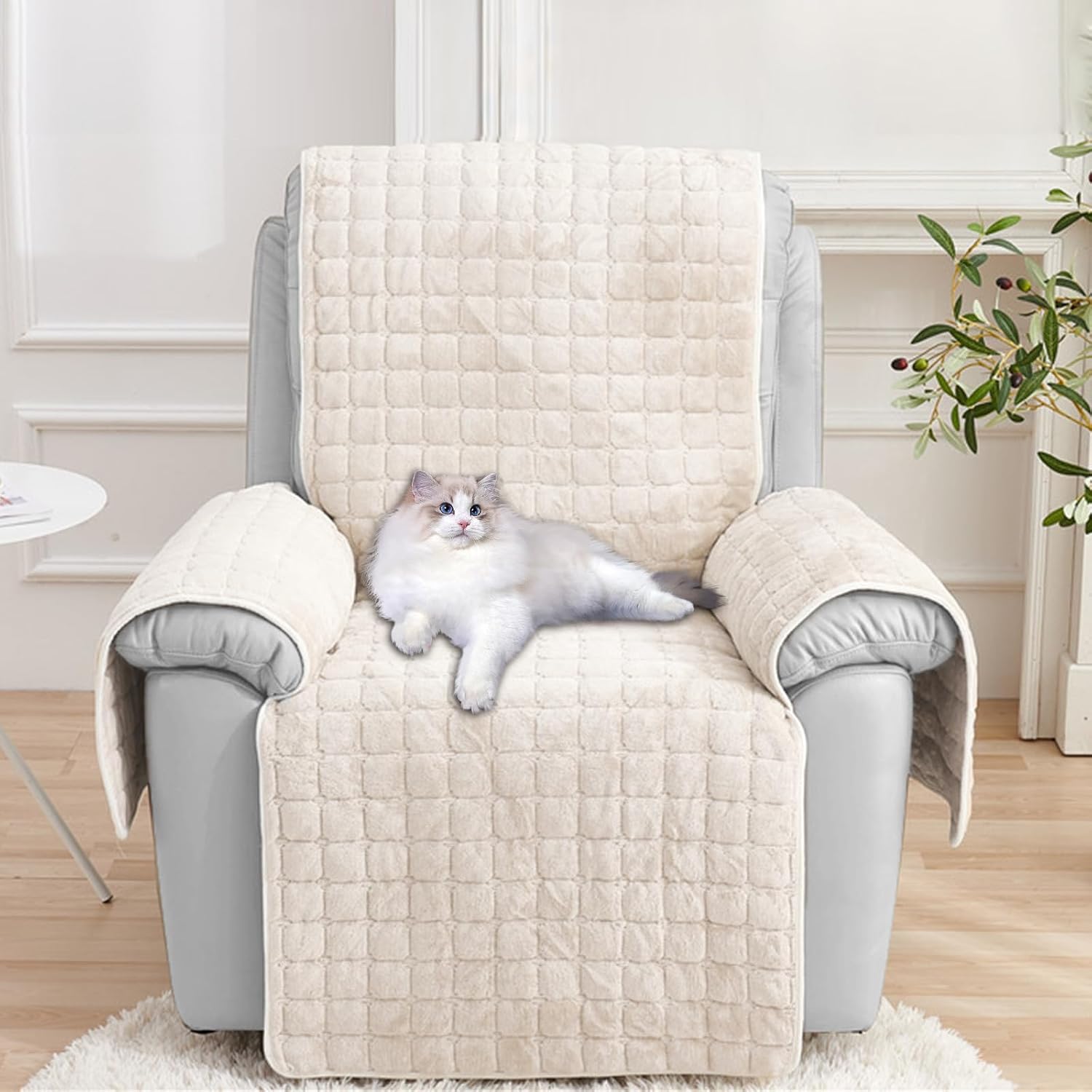 Recliner Chair Covers with Pockets - Soft Washable Waterproof Armchair ...