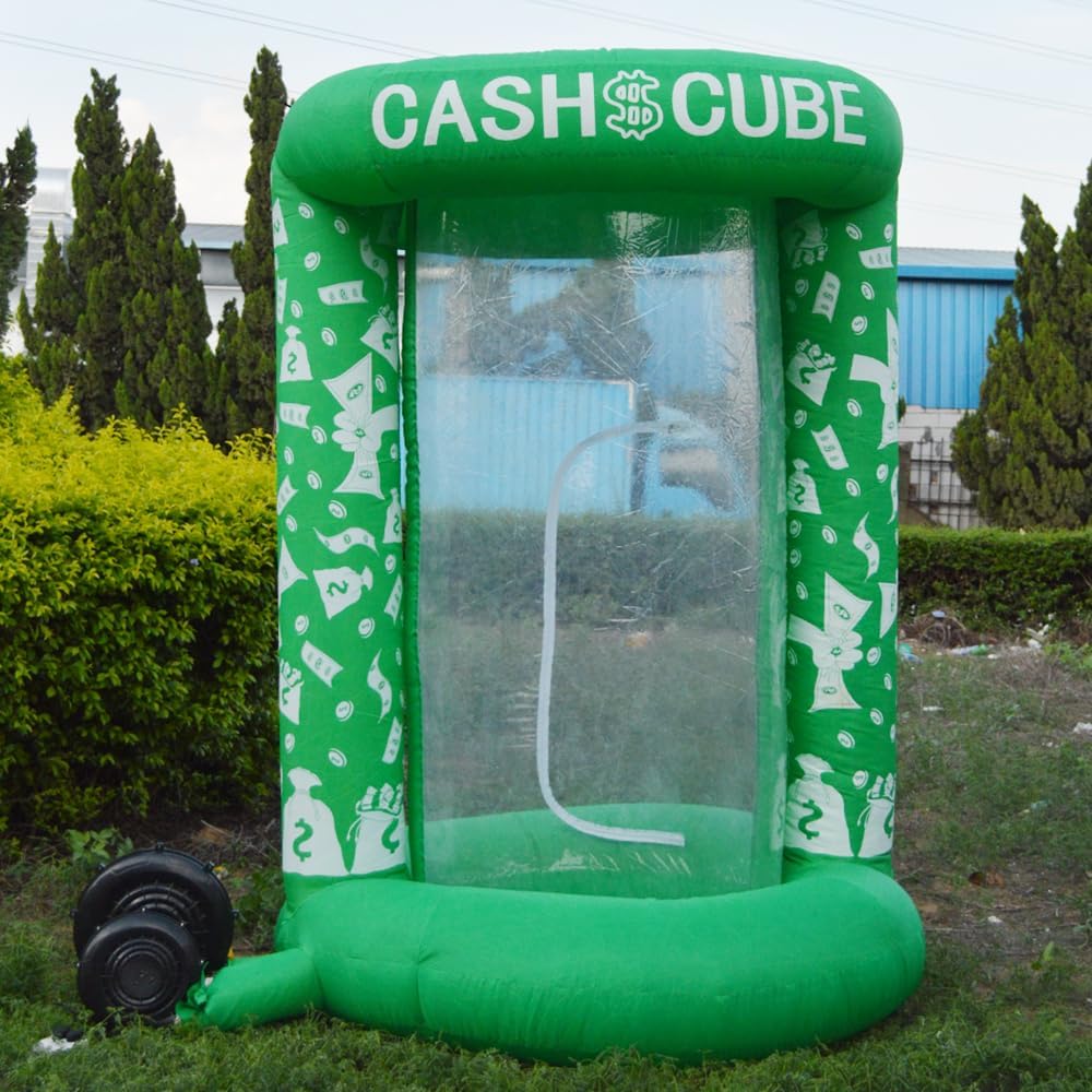 Amazon.com: Inflatable Cash Cube with Two Blowers Inflate Blow Up Money ...