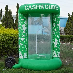 Amazon.com: Inflatable Cash Cube with Two Blowers Inflate Blow Up Money ...