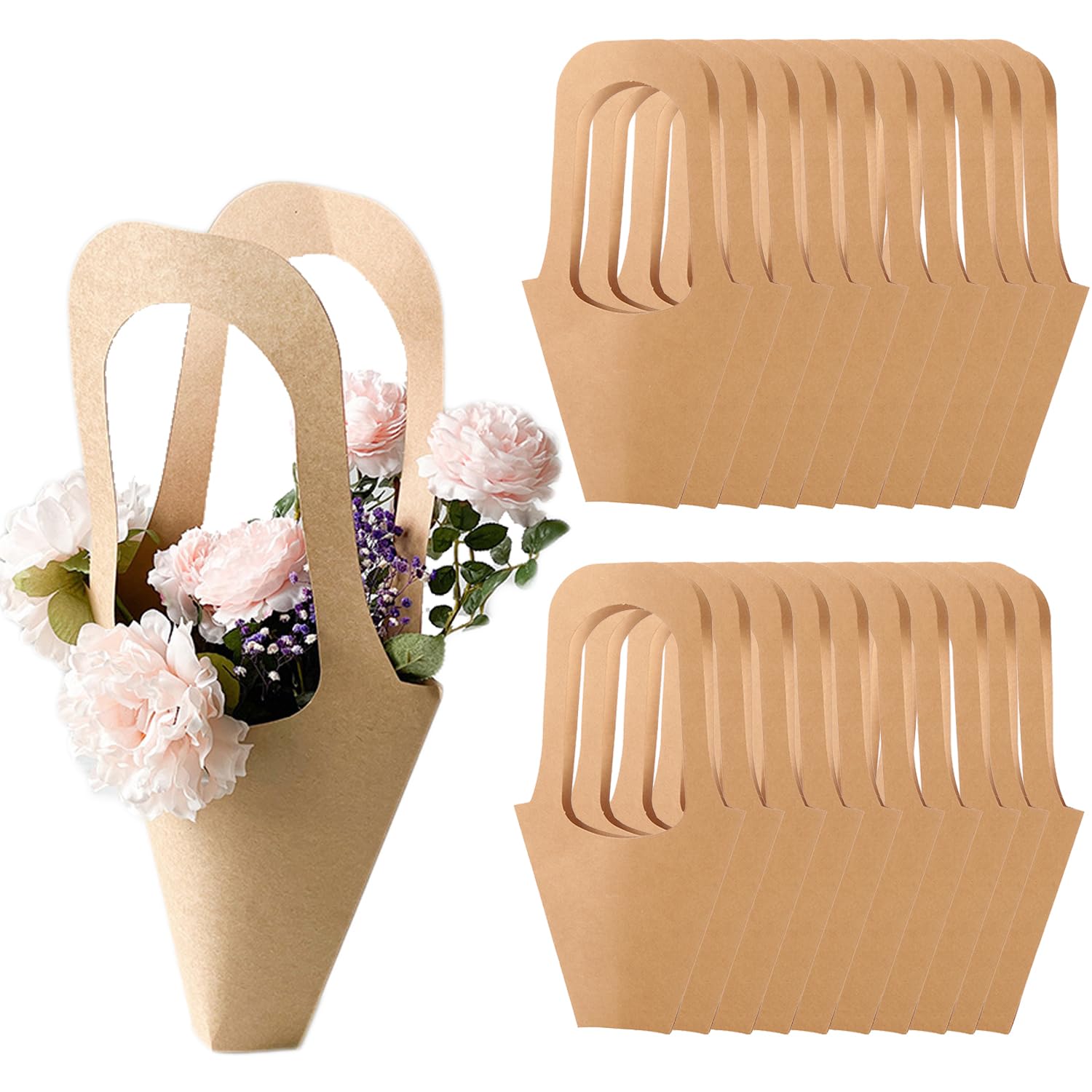 Amazon.com: MYGOGOART 20pcs Kraft Paper Flowers Wrapping Gift Bags ...