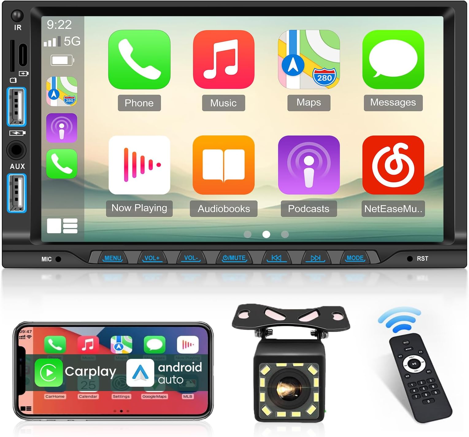 Amazon.com: EKAT Double Din Car Stereo with Wireless Apple Carplay ...