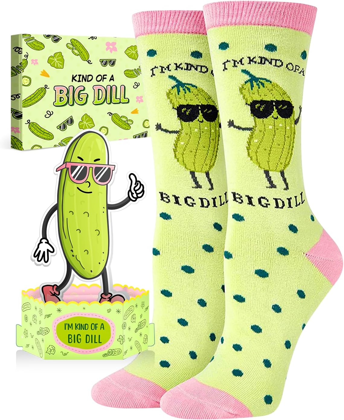Amazon.com: HAPPYPOP Big Dill Socks for Women - Funny Silly Pickle Pop ...