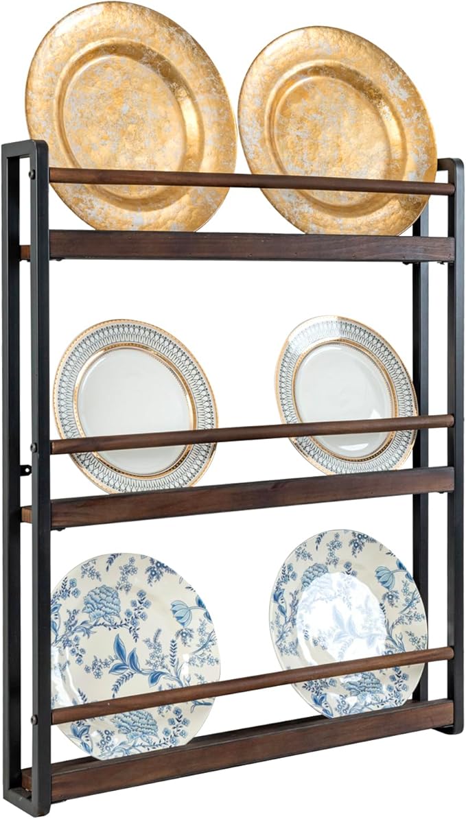 Amazon.com: MyGift 3-Tier Wall Mounted Plate Display Rack – Industrial ...