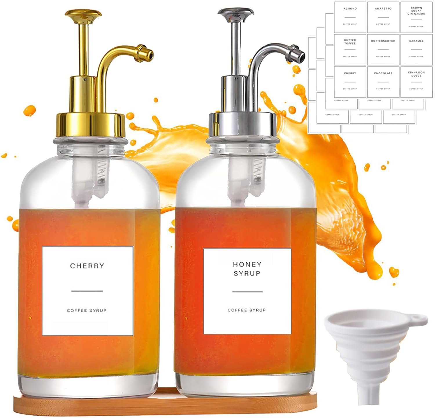 Amazon.com: Nofaner Syrup Dispenser, 2 PCS 16.9OZ Syrup Dispenser for ...