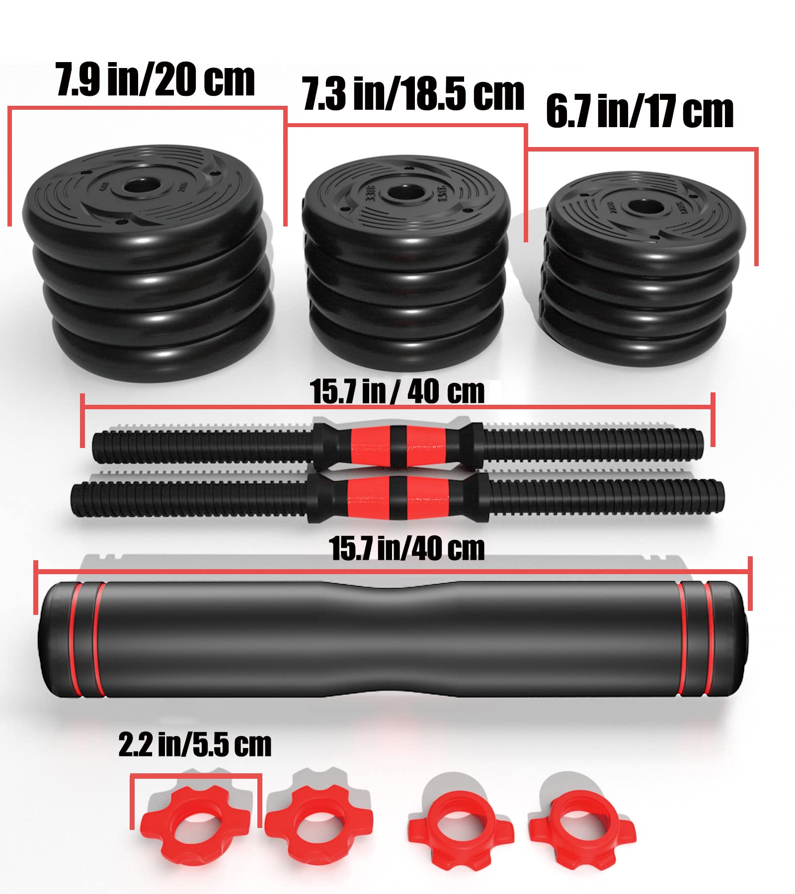 Free Weights 44lbs Weights Set 44LBS Adjustable Dumbbell Set - 4-in-1 ...