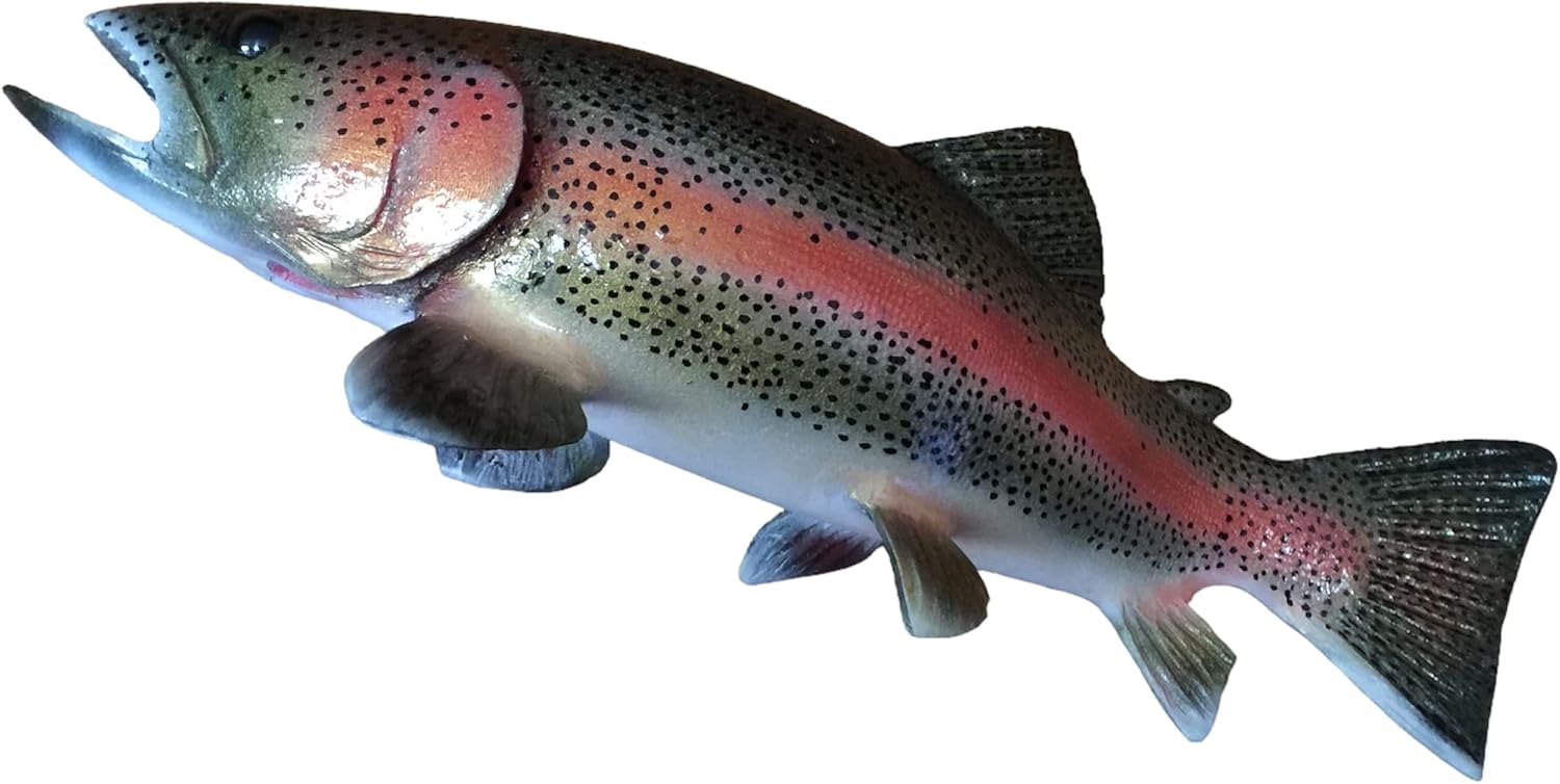 Amazon.com: Rainbow Trout Sculpture Carving Fly Fishing Art Decoy Cabin ...