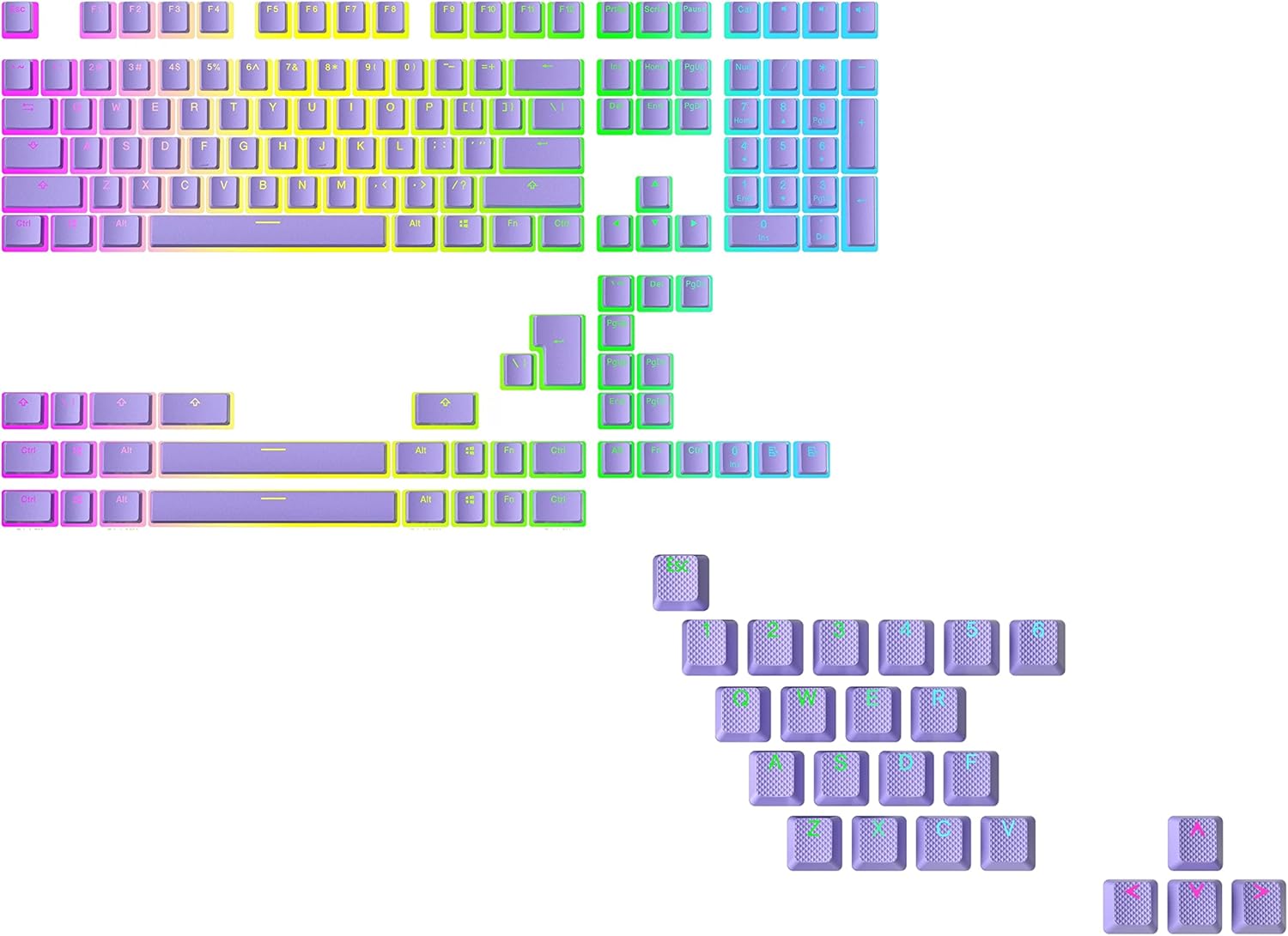 Amazon.com: Bundle of Pudding v2 Lavender Keycaps + Lavender Rubberized ...