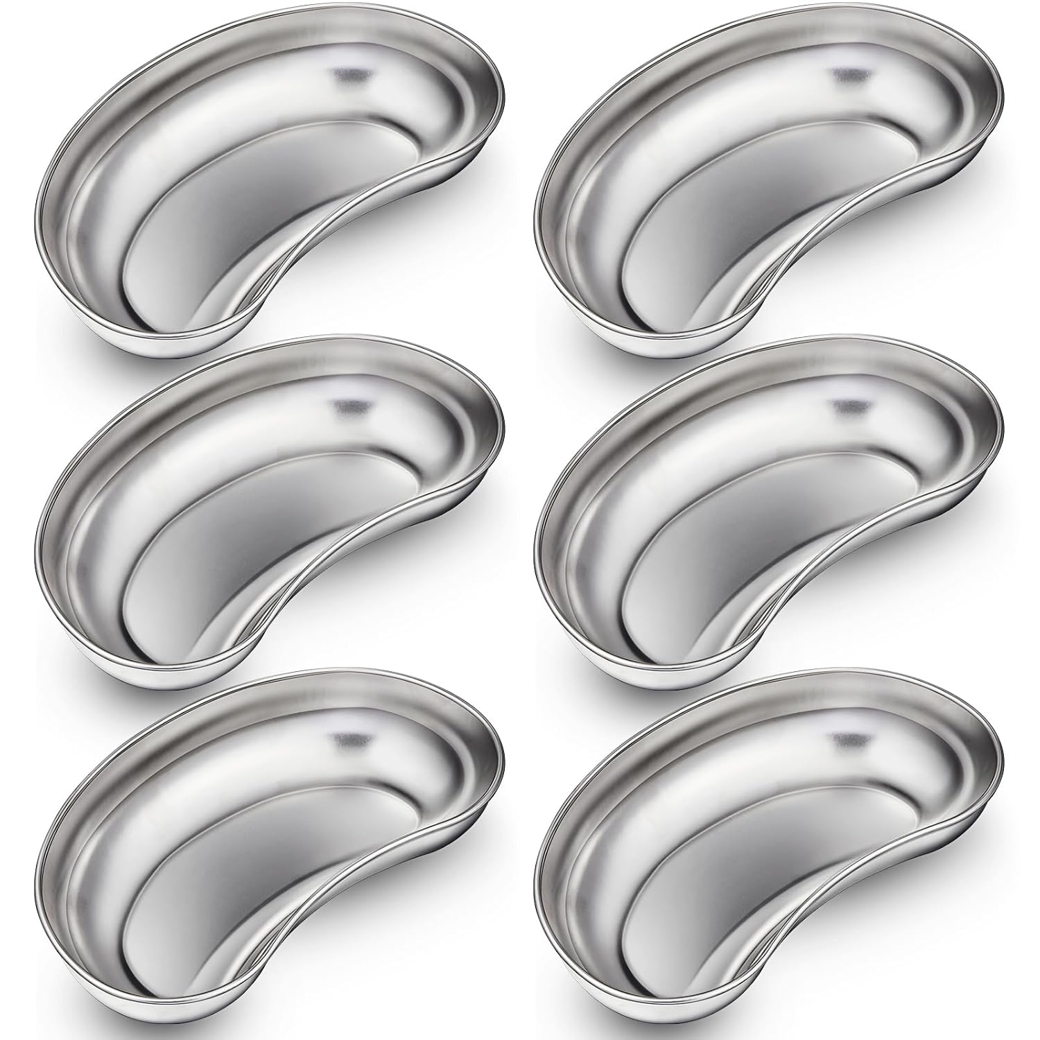 Blulu 6 Pcs Stainless Steel Kidney Tray 8'' Medium Kidney Shaped Emesis ...
