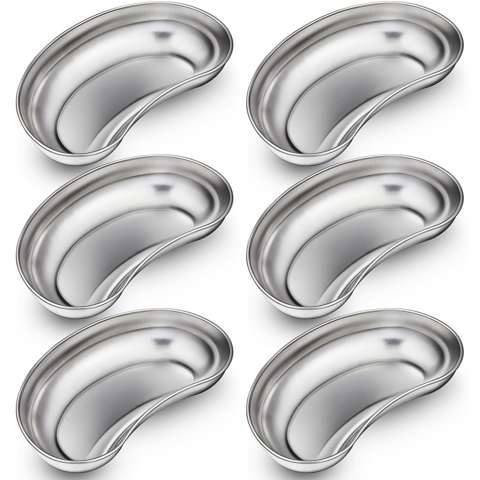 Blulu 6 Pcs Stainless Steel Kidney Tray 8'' Medium Kidney Shaped Emesis ...