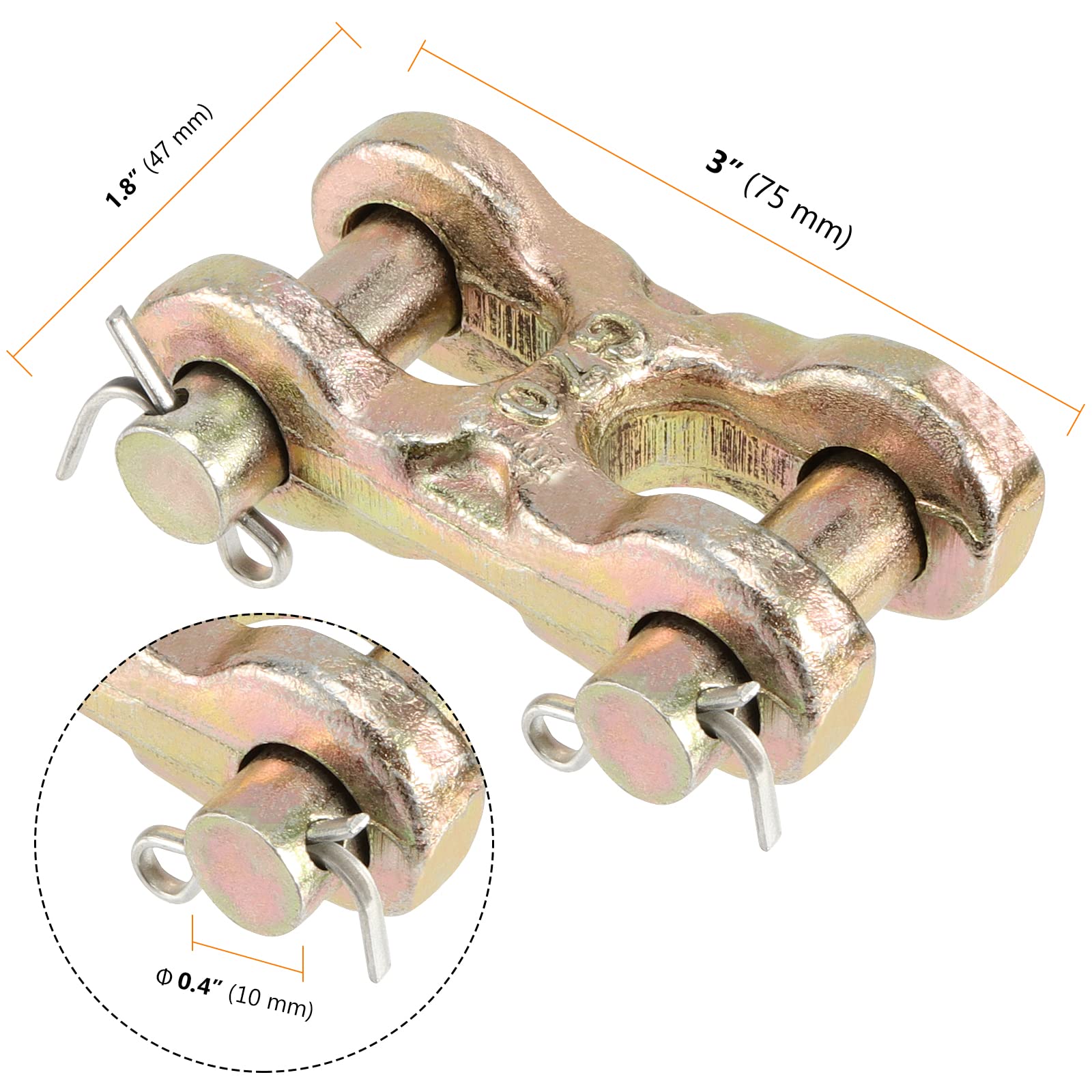 Snapklik.com : 8 Packs 3/8 Inch Double Clevis, Zinc-Plated Safety Twin ...