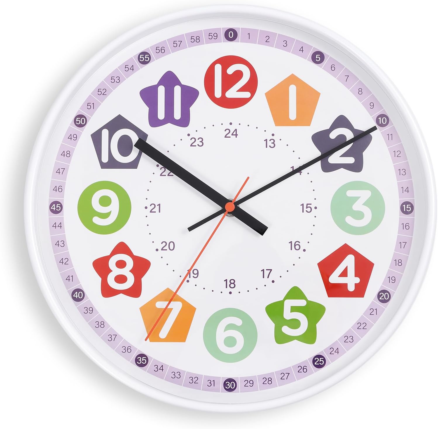 Amazon.com: Aurowit 12Inch Learning Clock for Kids - Silent Telling ...