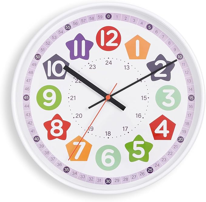 Amazon.com: Aurowit 12Inch Learning Clock for Kids - Silent Telling ...