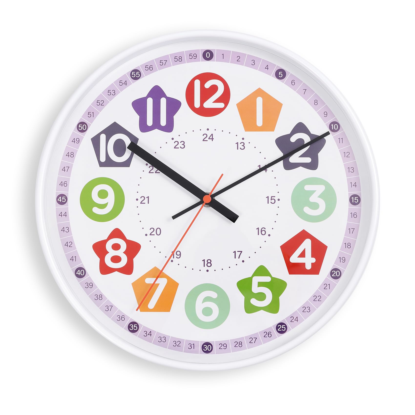 Amazon.com: Aurowit Learning Clock for Kids 12Inch Classroom Clock for ...