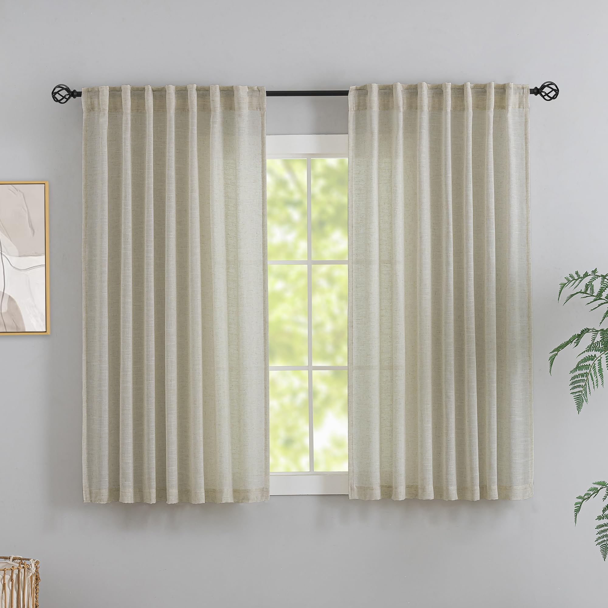 Amazon.com: Flax Linen Curtains 72 Inch Length - Shabby Chic Rustic ...