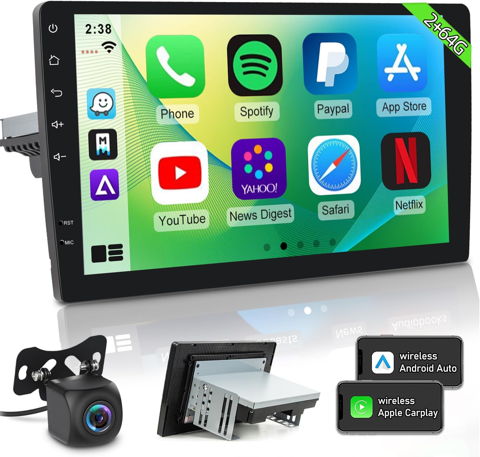 Amazon.com: 10.1 inch Android Double Din Car Stereo with Backup Camera ...