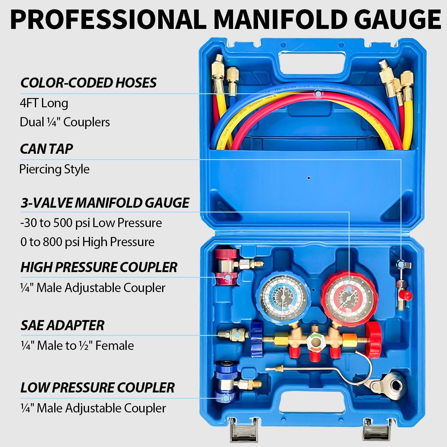 Snapklik.com : Sutekus AC Gauge Set 3 Way AC Manifold Gauge Set Freon ...