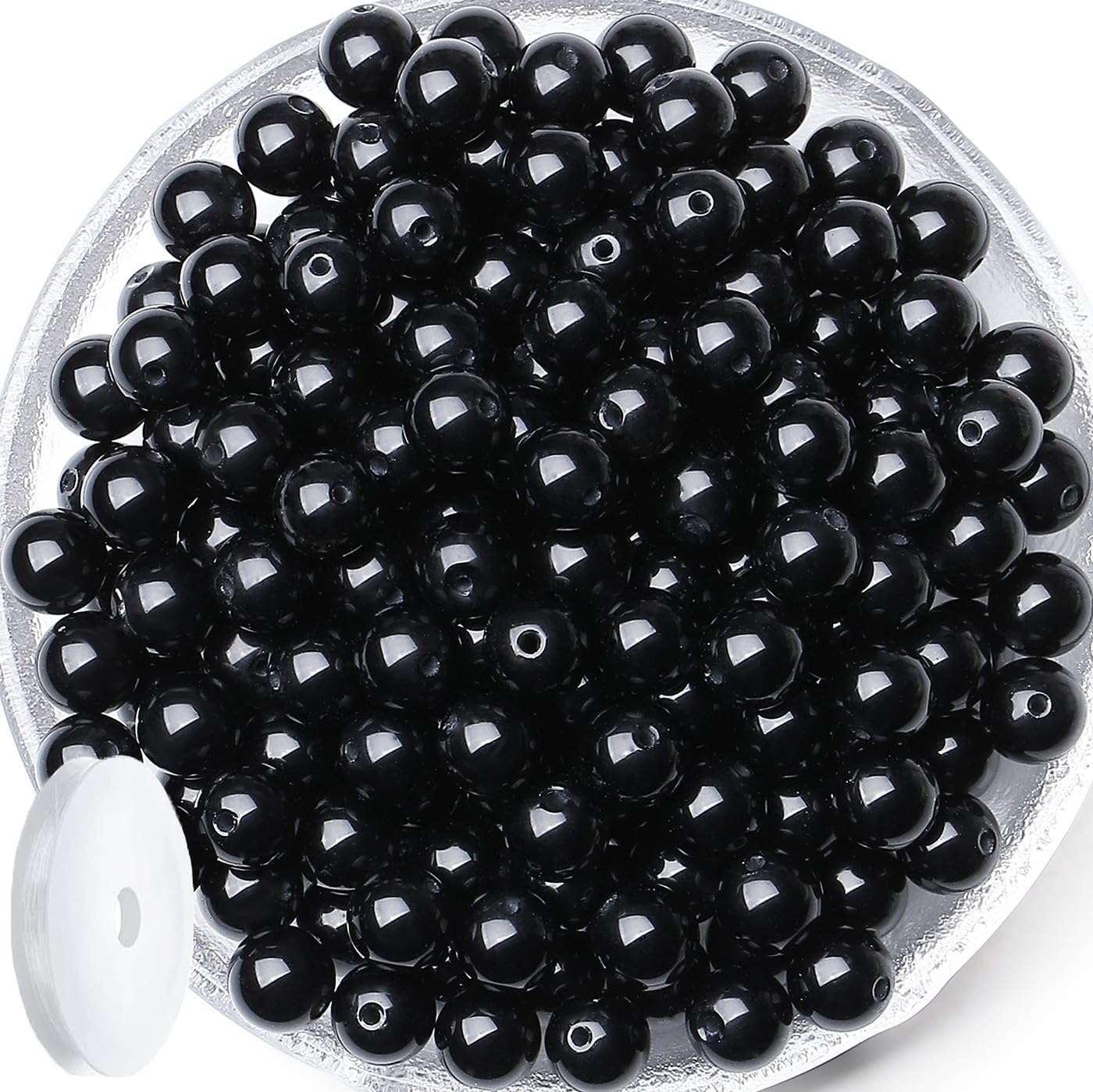 Amazon.com: LPBeads 100PCS 8mm Natural Black Obsidian Beads Gemstone ...