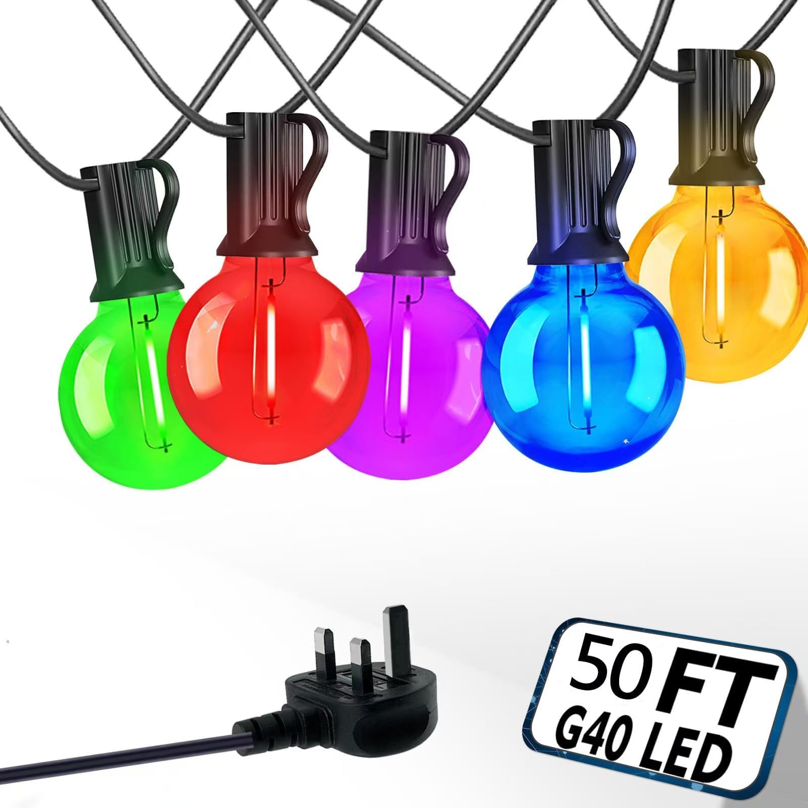 ZOMELIT Garden String Festoon Lights Outdoor - 50ft Outside Lights ...