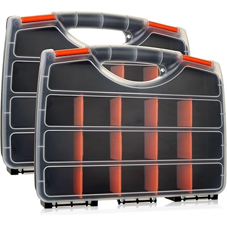 2 Pack Hardware Organizer Box with 15 Compartments Small Parts Storage ...
