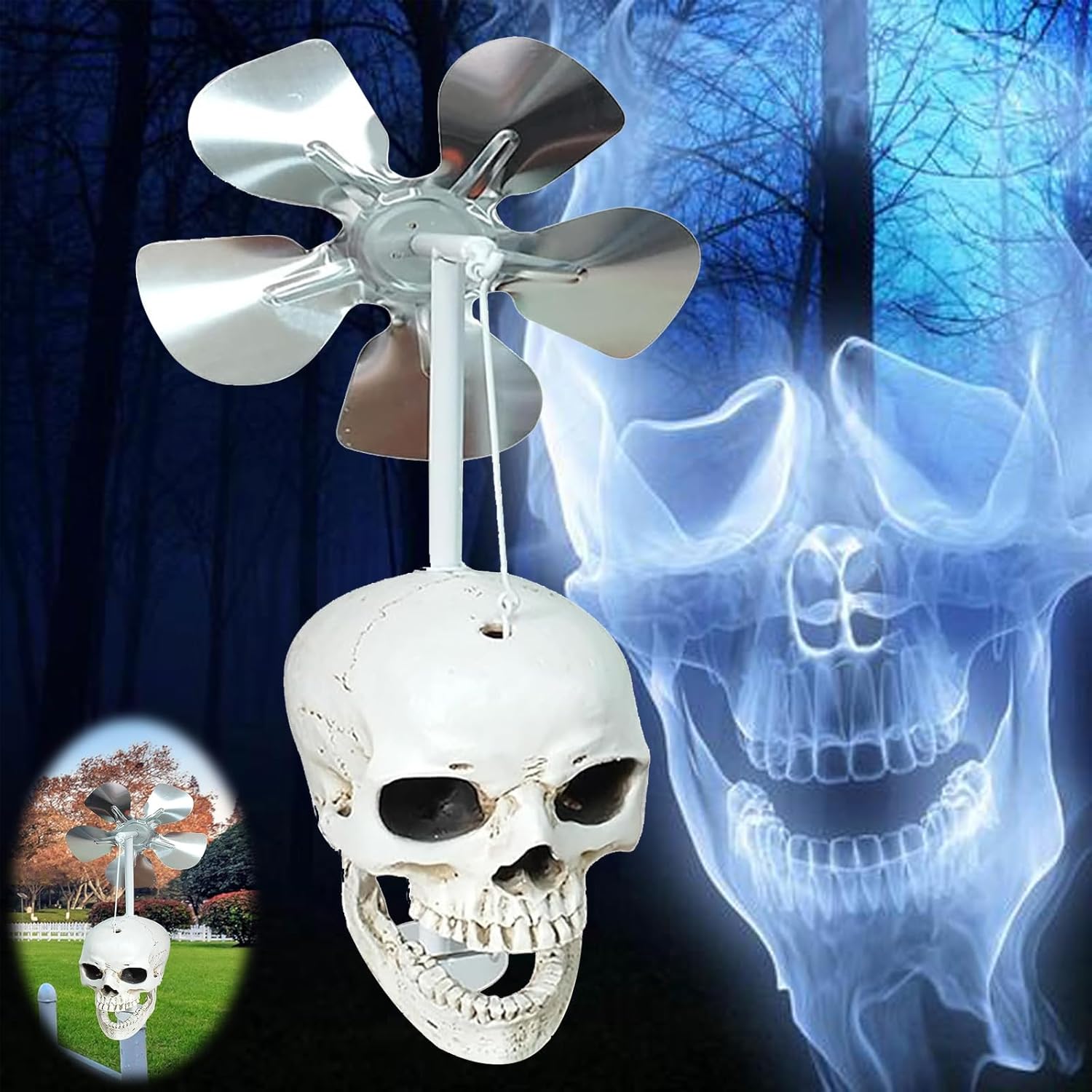 Amazon.com: HYGPDER Wind Spinners Outdoor Halloween Skeleton Windmill ...