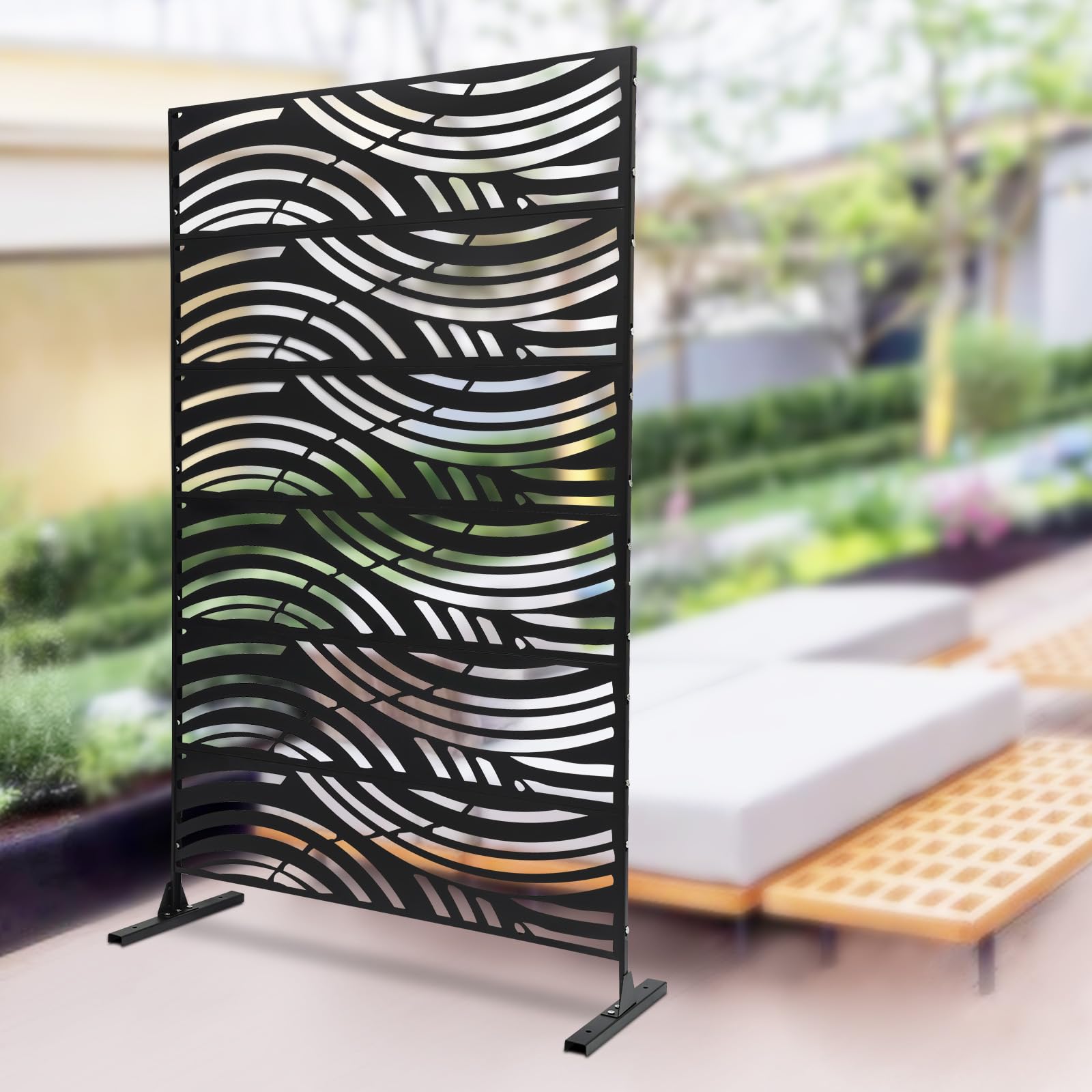 Amazon.com: Outdoor Privacy Screens, Metal Freestanding Decor Privacy ...