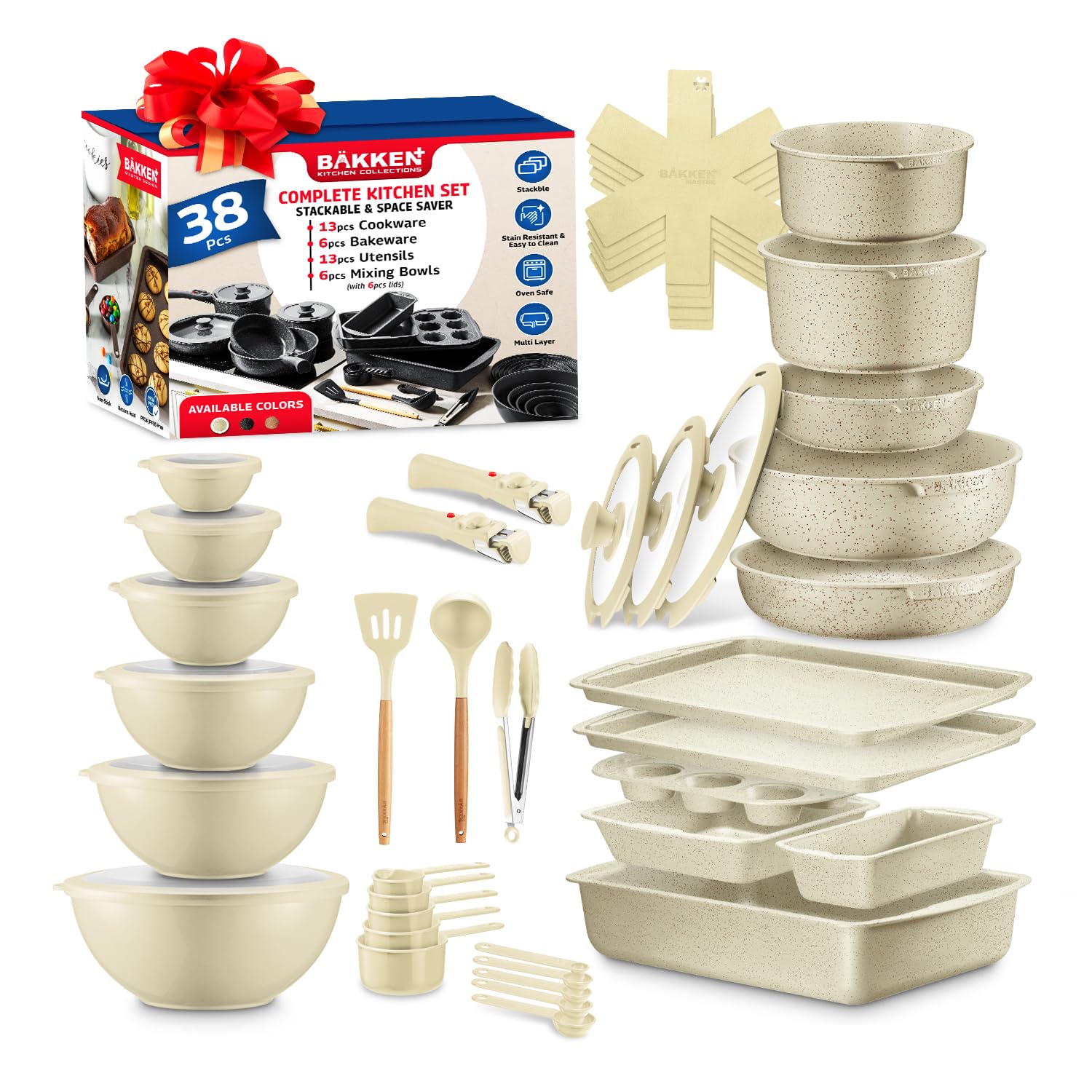 Amazon.com: Bakken Master 38 Piece Granite Cookware and Bakeware Set ...