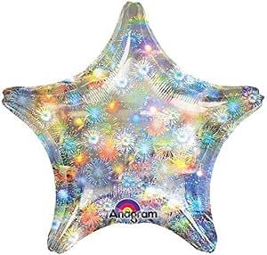 Amazon.com: Anagram Star-Holographic Fireworks Foil Balloon, 32 ...