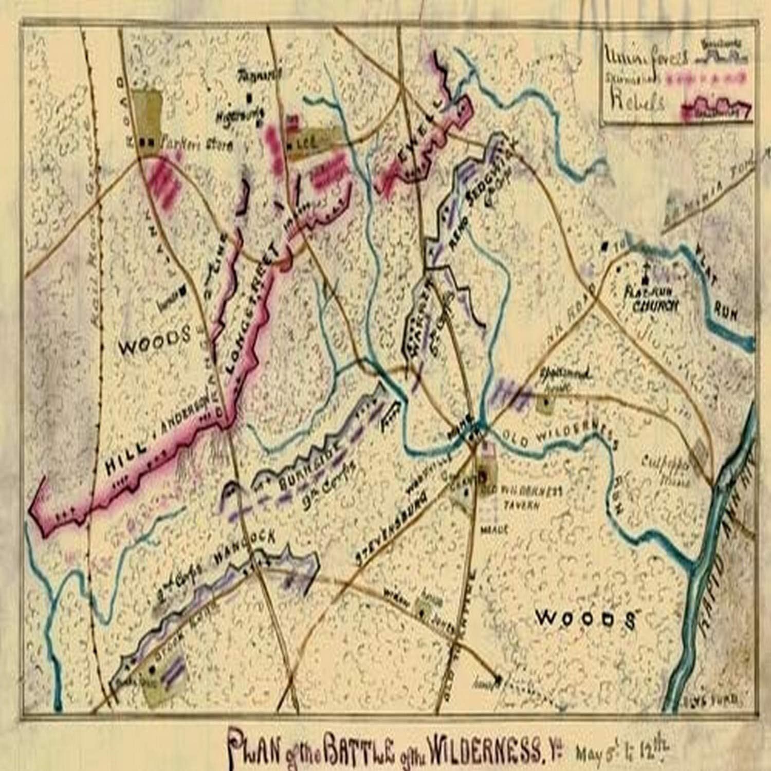 Amazon.com: Plan of the Battle of the Wilderness Va May 5th to 12th ...