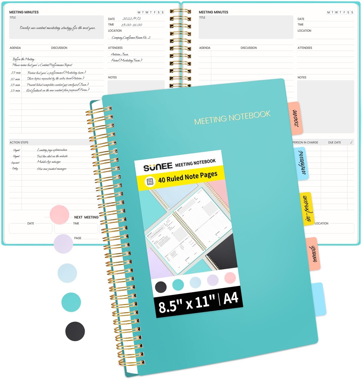 Amazon.com : SUNEE Half Meeting Half Note - 8.5"x11" Professional ...