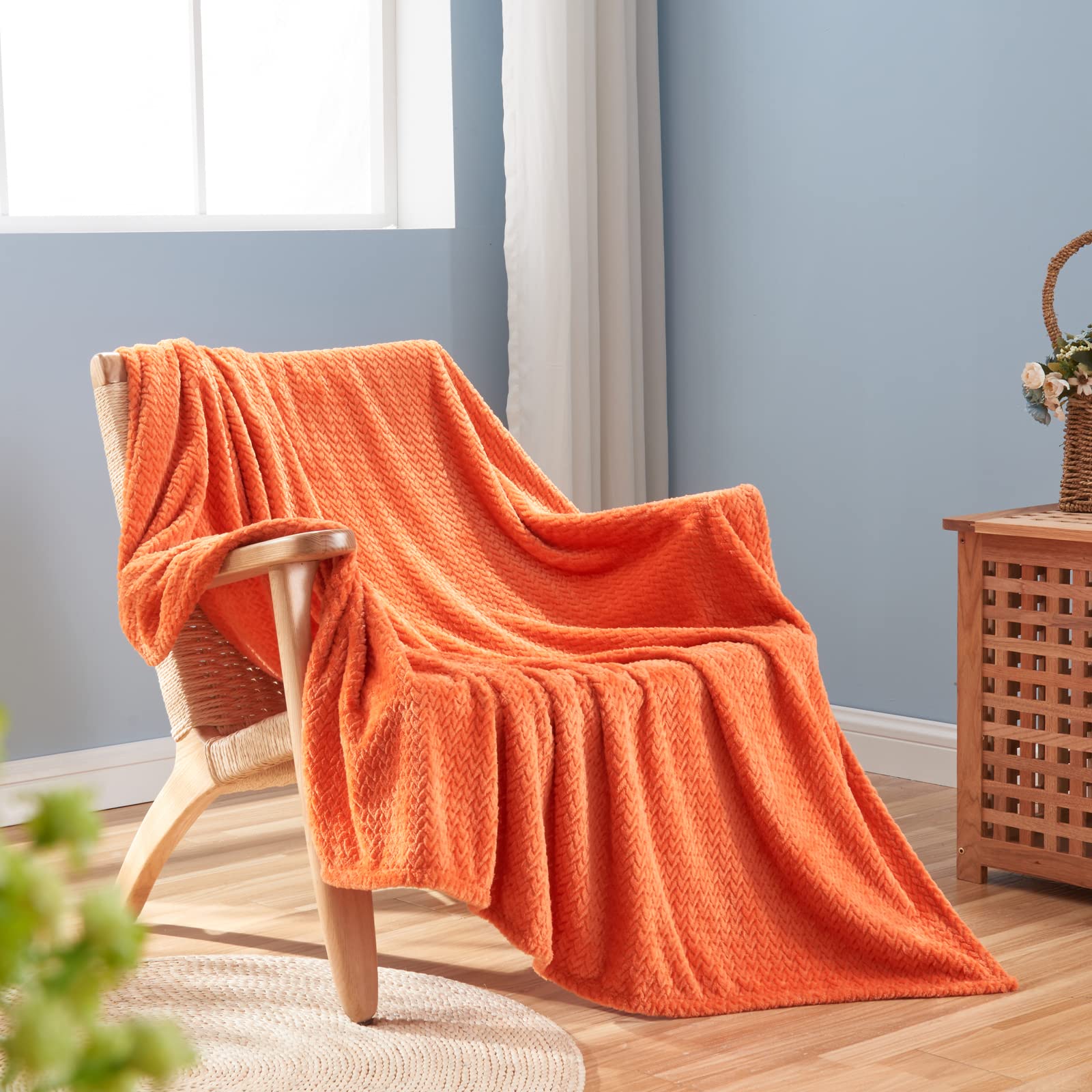 NEWCOSPLAY Super Soft Throw Blanket Orange Premium Silky Flannel Fleece ...