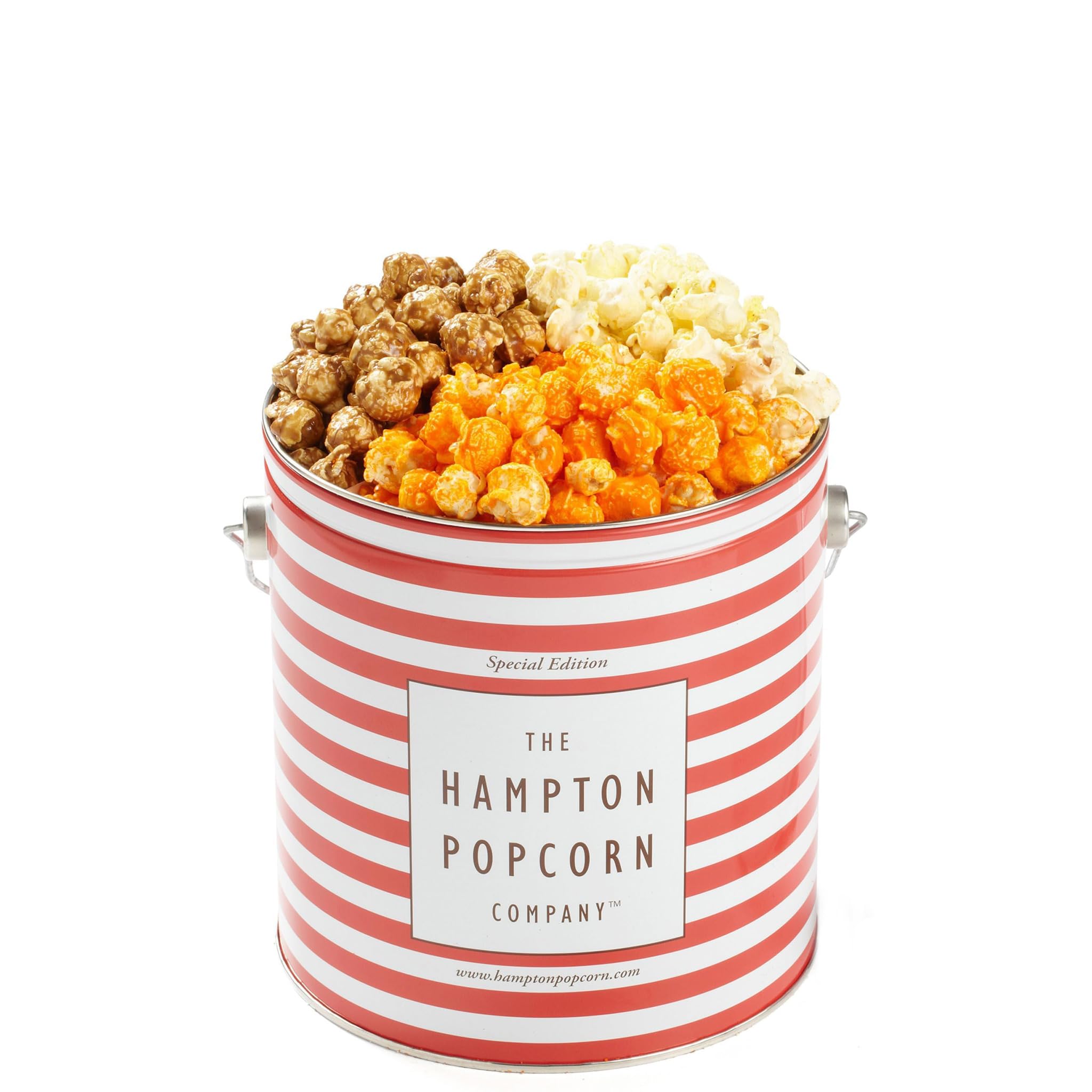 3 Flavor, 1 Gallon Gourmet Popcorn Tin, Butter Popcorn, Caramel Popcorn ...