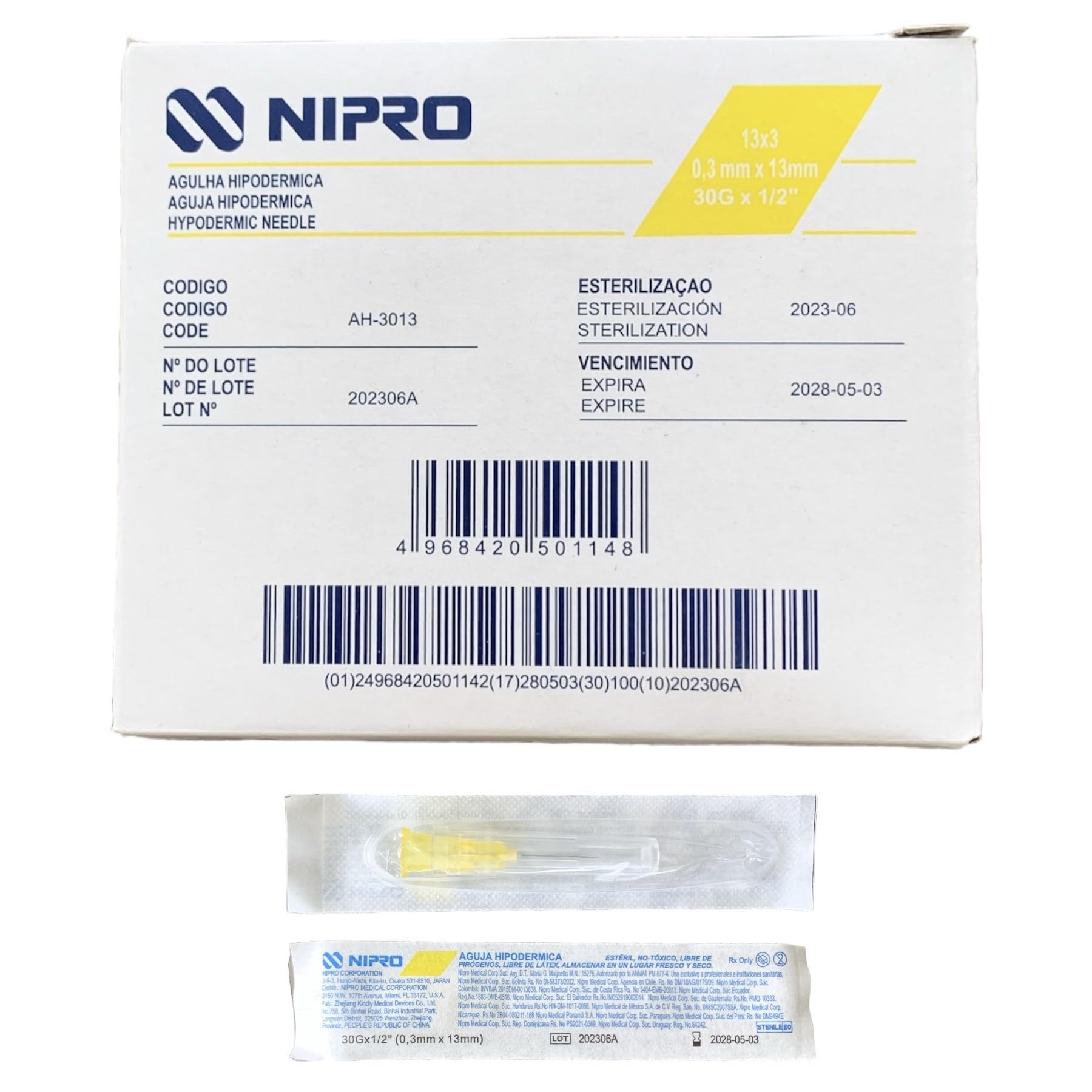 Aguja Hipodermica Nipro 30g x 13mm : Amazon.com.mx: Hogar y Cocina