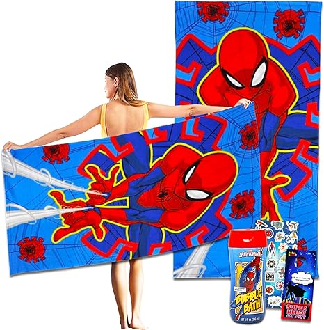 Amazon.com: Spiderman Bath Towel Set for Kids - Bundle with 40x72 ...