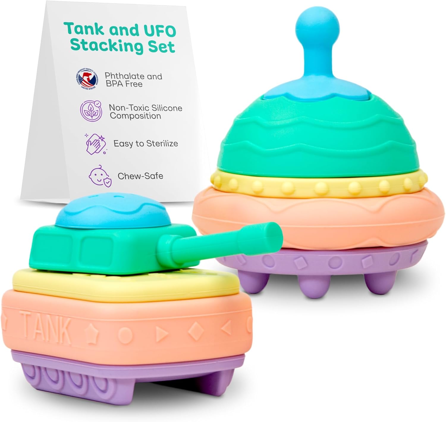 Amazon.com: elbebe BPA-free Silicone Toddler Stackable Toys- Stacking ...