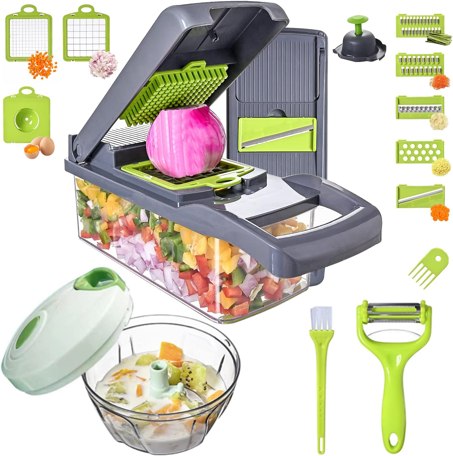 Amazon.com: Kitchen ideas Veggie slicer 16 pieces (Gray, 1) 16 pieces ...